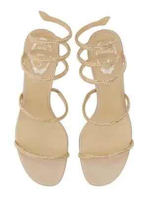 Rene Caovilla Cleo Embellished Leather Sandals - Cream
