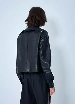 Rick Owens Studded Leather Jacket With Zip Details