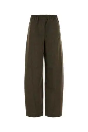GANNI Mud Wool Wide-leg Pant - Brown