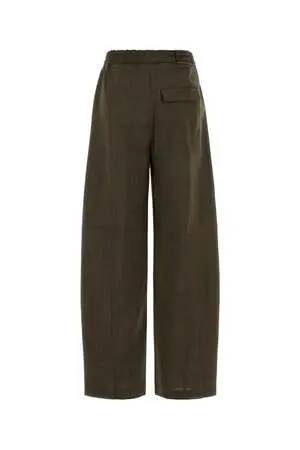 GANNI Mud Wool Wide-leg Pant - Brown