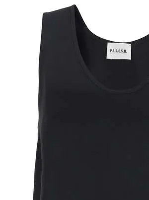 P.a.r.o.s.h Sleeveless Round Neck Tech Fabric Top - Black
