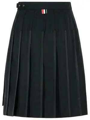 Thom Browne Pleated Wool Skirt With Grosgrain Details