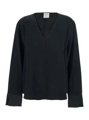 FORTE_FORTE Black V-neck Sweater - Multicolor