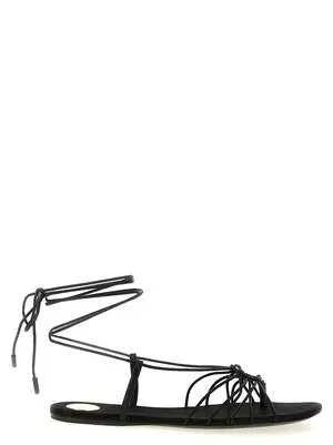 SAINT LAURENT SAINT LAURENT Babylone Leather Ankle Tie Sandals