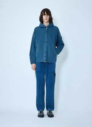 Stone Island Hooded Denim Jacket With Zip Fastening