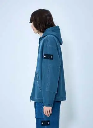 Stone Island Hooded Denim Jacket With Zip Fastening