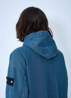 Stone Island Hooded Denim Jacket With Zip Fastening