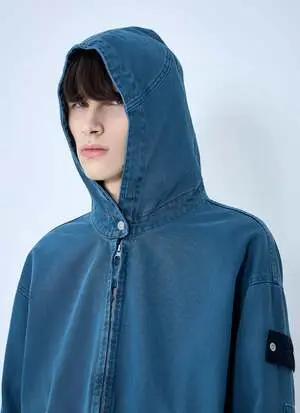 Stone Island Hooded Denim Jacket With Zip Fastening