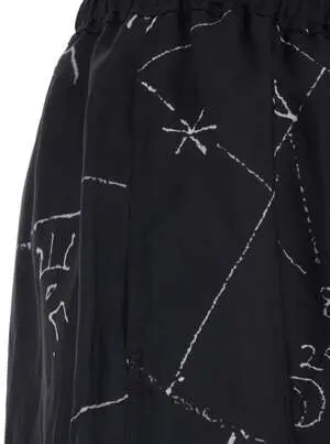 Rick Owens Black High-waisted Viscose And Cupro Shorts With Graphic Print