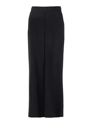 P.a.r.o.s.h Wide Leg Tech Fabric Pants With Elasticated Rear Waist - Black