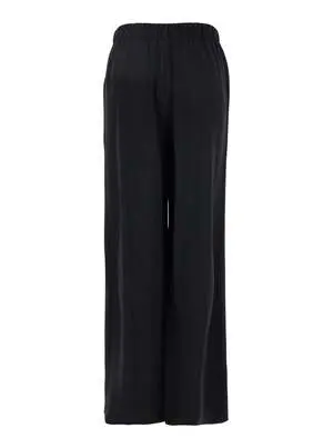 P.a.r.o.s.h Wide Leg Tech Fabric Pants With Elasticated Rear Waist - Black