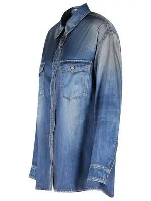 GOLDEN GOOSE Patty Over Fit Cotton Shirt - Blue