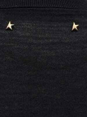 GOLDEN GOOSE Virgin Wool Turtleneck With Metal Stars - Black
