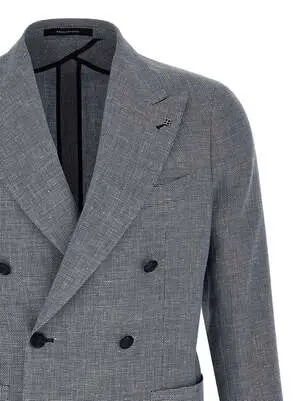 Tagliatore Montecarlo Linen-cotton Blend Double-breasted Blazer