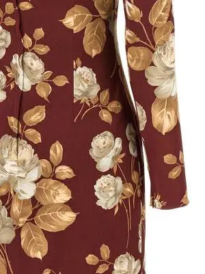 Dolce & Gabbana Rose Print Silk Midi Dress