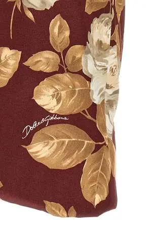 Dolce & Gabbana Rose Print Silk Midi Dress