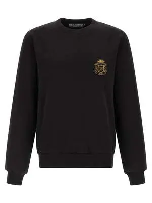 Dolce & Gabbana Heraldic Patch Crewneck Sweatshirt - Black