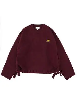 GANNI Oversized Wool Blend Sweater With Tie Detailing - Multicolor