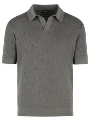 Zegna Taupe Cotton Polo Shirt - Gray