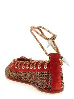 KIKO KOSTADINOV Reticella Ballet Flats With Multicolor Thread Tie