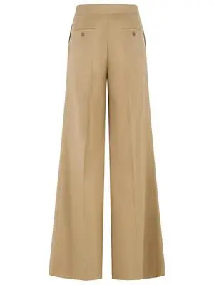 Max Mara Bronte Virgin Wool Blend Wide Leg Pants - Cream