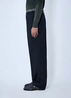 MAISON MARGIELA Mid Rise Wool Blend Pleated Trousers