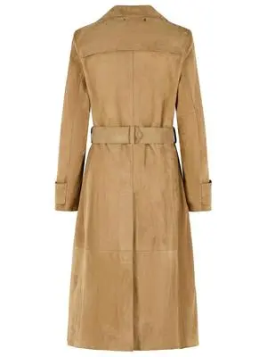 GOLDEN GOOSE Peggy Trench In Beige Suede
