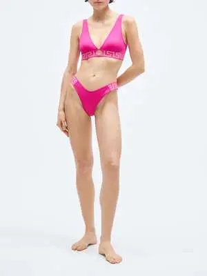 Versace Triangle Bikini Top With Logo Band - Multicolor