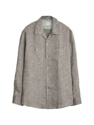 Brunello Cucinelli Button-down Shirt With A Melange Effect - Brown