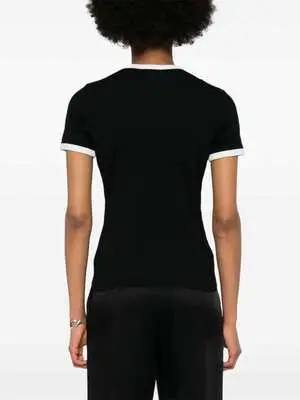 COURREGES Cotton T-shirt With Logo Application - Black