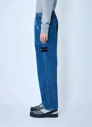 Stone Island Elasticated Waistband Denim Cargo Trousers - Blue