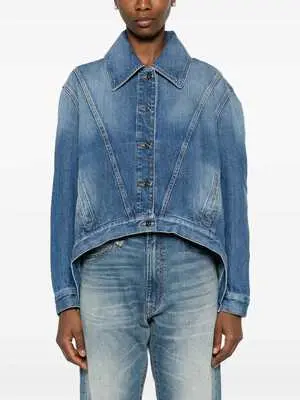 Givenchy Cropped Denim Jacket With Classic Collar - Blue