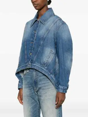 Givenchy Cropped Denim Jacket With Classic Collar - Blue