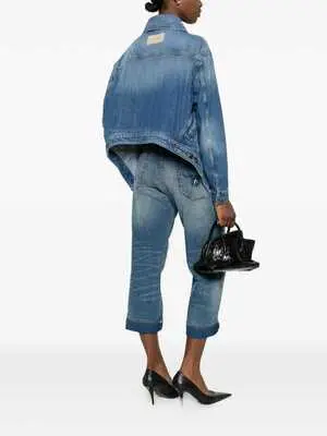 Givenchy Cropped Denim Jacket With Classic Collar - Blue