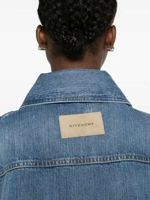 Givenchy Cropped Denim Jacket With Classic Collar - Blue