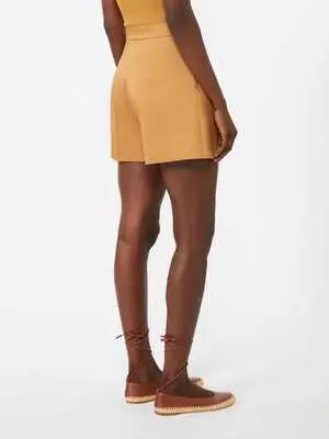 Max Mara Stretch Cotton Satin Shorts - Brown