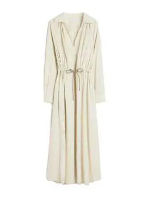 Max Mara Cotton Poplin Shirt Dress With Drawstring Waist - Multicolor