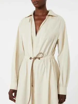 Max Mara Cotton Poplin Shirt Dress With Drawstring Waist - Multicolor