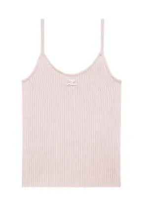 COURREGES Ribbed Knit Top With Logo Appliqu - Multicolor