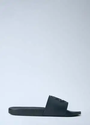 Moncler Basile Embossed Slide Sandals - Black