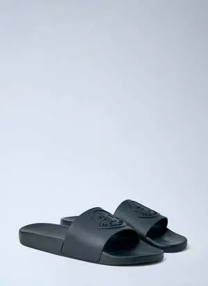 Moncler Basile Embossed Slide Sandals - Black