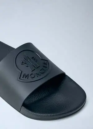 Moncler Basile Embossed Slide Sandals - Black