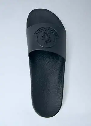 Moncler Basile Embossed Slide Sandals - Black