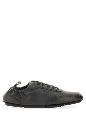 Fendi Leather Lace-up Sneakers - Black