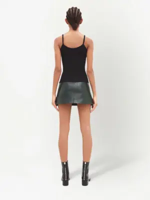 COURREGES Ribbed Knit Top With Logo Patch - Black