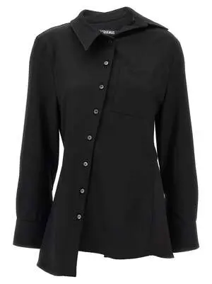 Jacquemus La Chemise Pablo Asymmetric Button Shirt - Black