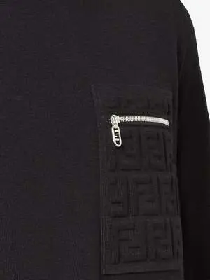 Fendi Virgin Wool Sweater With Ff Motif Pocket - Multicolor