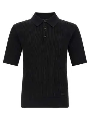 Dolce & Gabbana Micro-ribbed Polo Shirt - Black