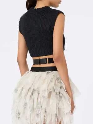 Max Mara Sleeveless Crop Sweater In Plain Cotton
