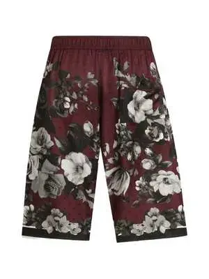 Dolce & Gabbana Peony Foliage Print Silk Trousers - Multicolor